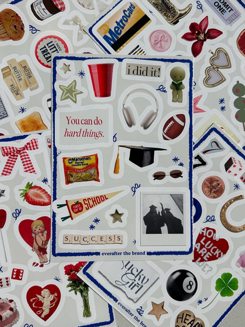 College Graduate Sticker Sheet / Student Graduation Scrapbook / Junk ...