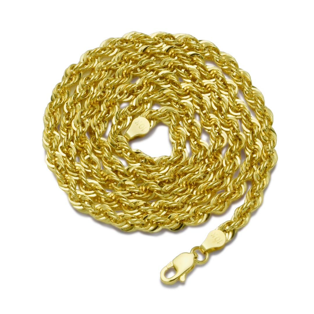 Lovebling 10k Yellow Gold 4mm Silk Rope Chain Necklace - Etsy