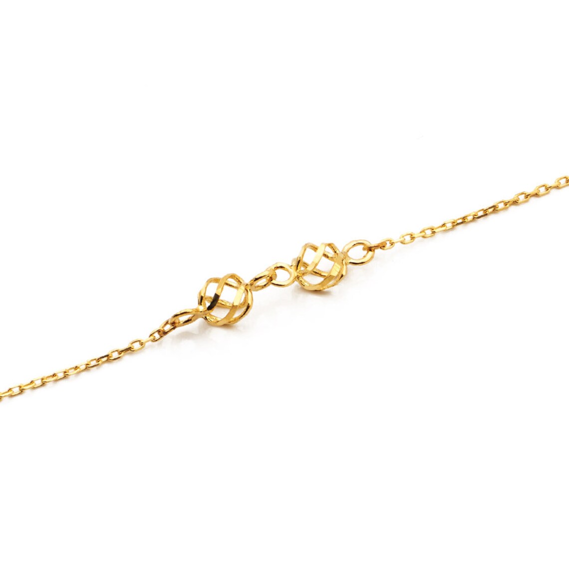 LOVEBLING 10K Yellow Gold .50mm Diamond Cut Rolo Chain With 3 - Etsy
