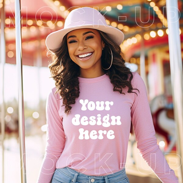Pink Long Sleeve Mockup - Etsy