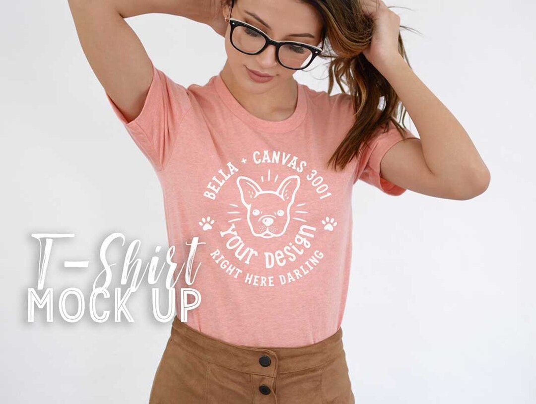 Bella Canvas 3001 Mockup, Bella Canvas 3001 Heather Sunset, Shirt ...