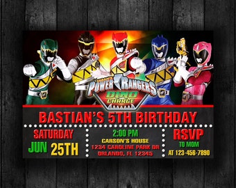 Power rangers invite | Etsy