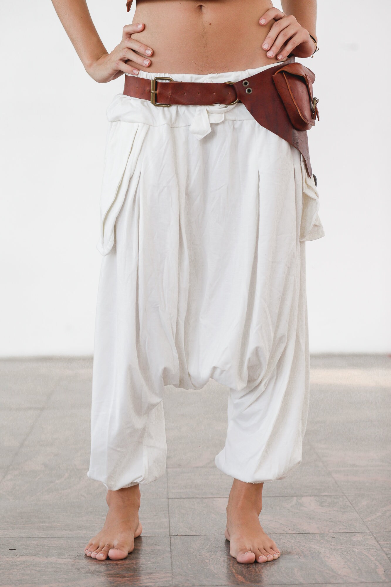 Handmade White Cotton Harem Pants: Aladdin Style Boho Trousers - Etsy