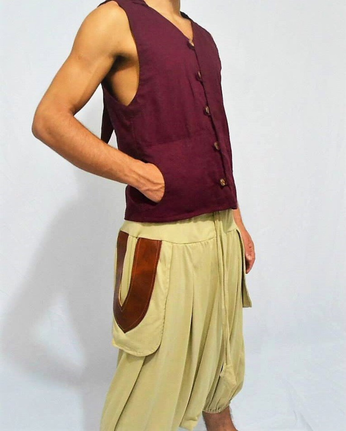 Goa Vest Samurai Vest Linen Vest Rustic Cotton Hippie | Etsy