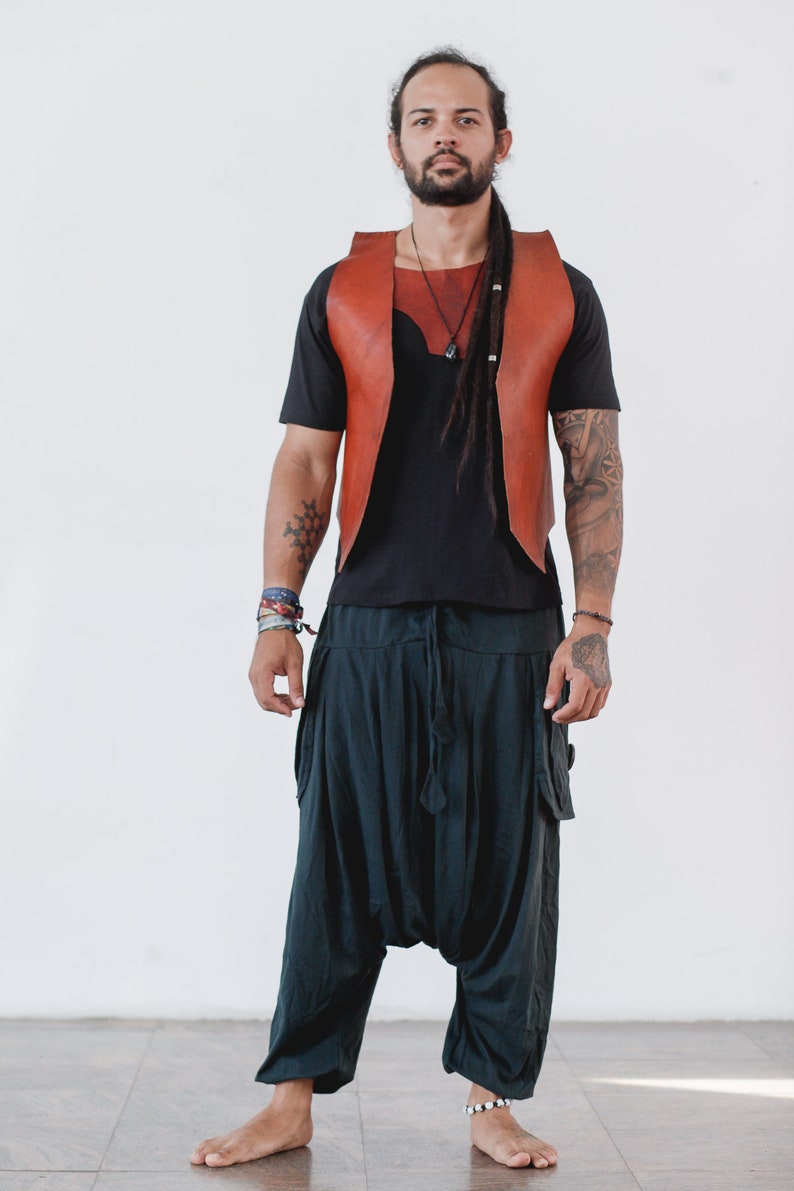 Goa Shirt Organic Leather Shirt Rustic, Raw, Hippie, Psytrance, Cotton ...