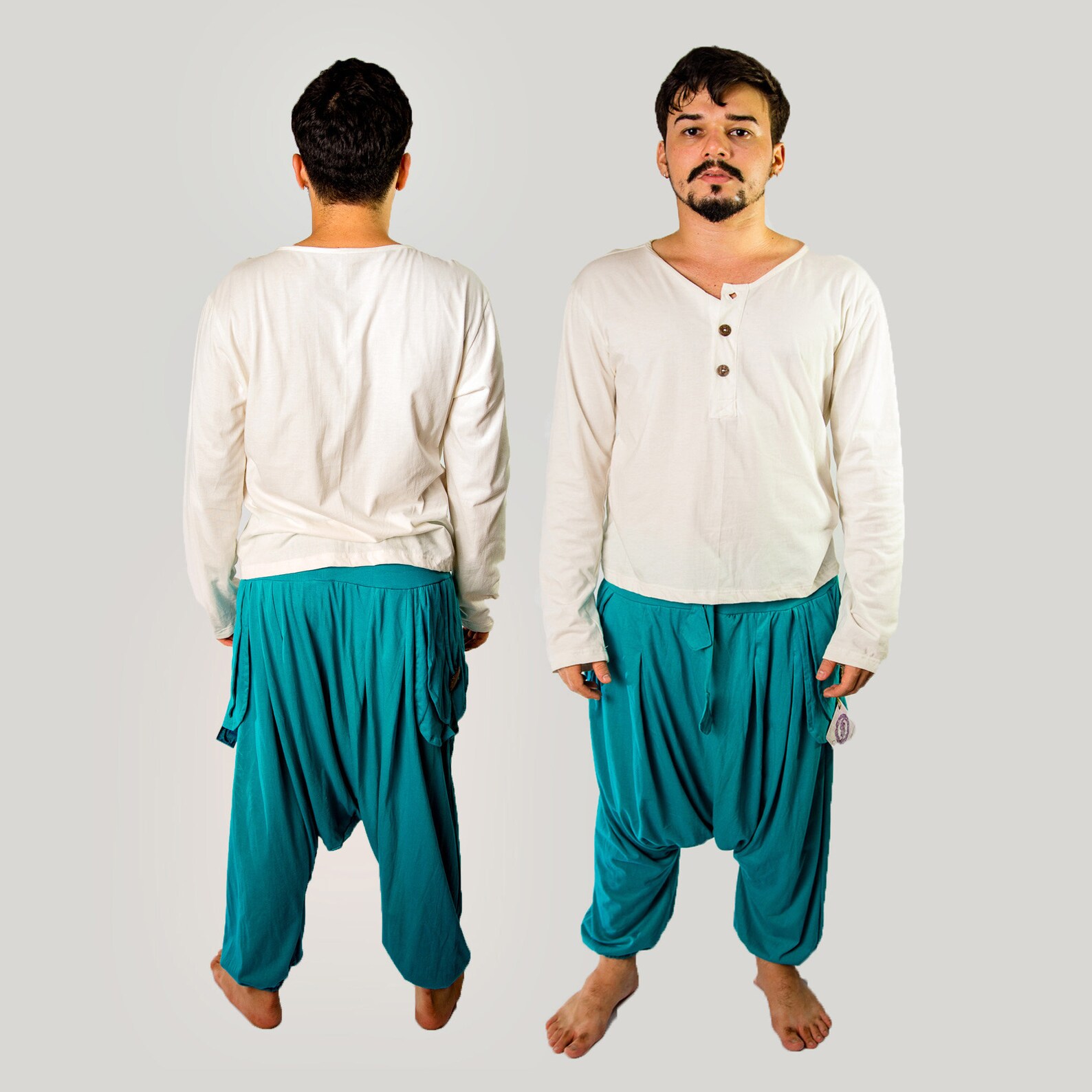 Goa Shirt Long Shirt Rustic, Coconut Button, Hippie, Psytrance, Cotton ...