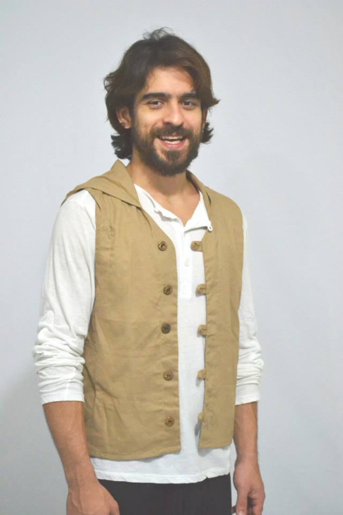Goa Shirt - Long Shirt - Rustic, Coconut Button, Hippie, Psytrance ...