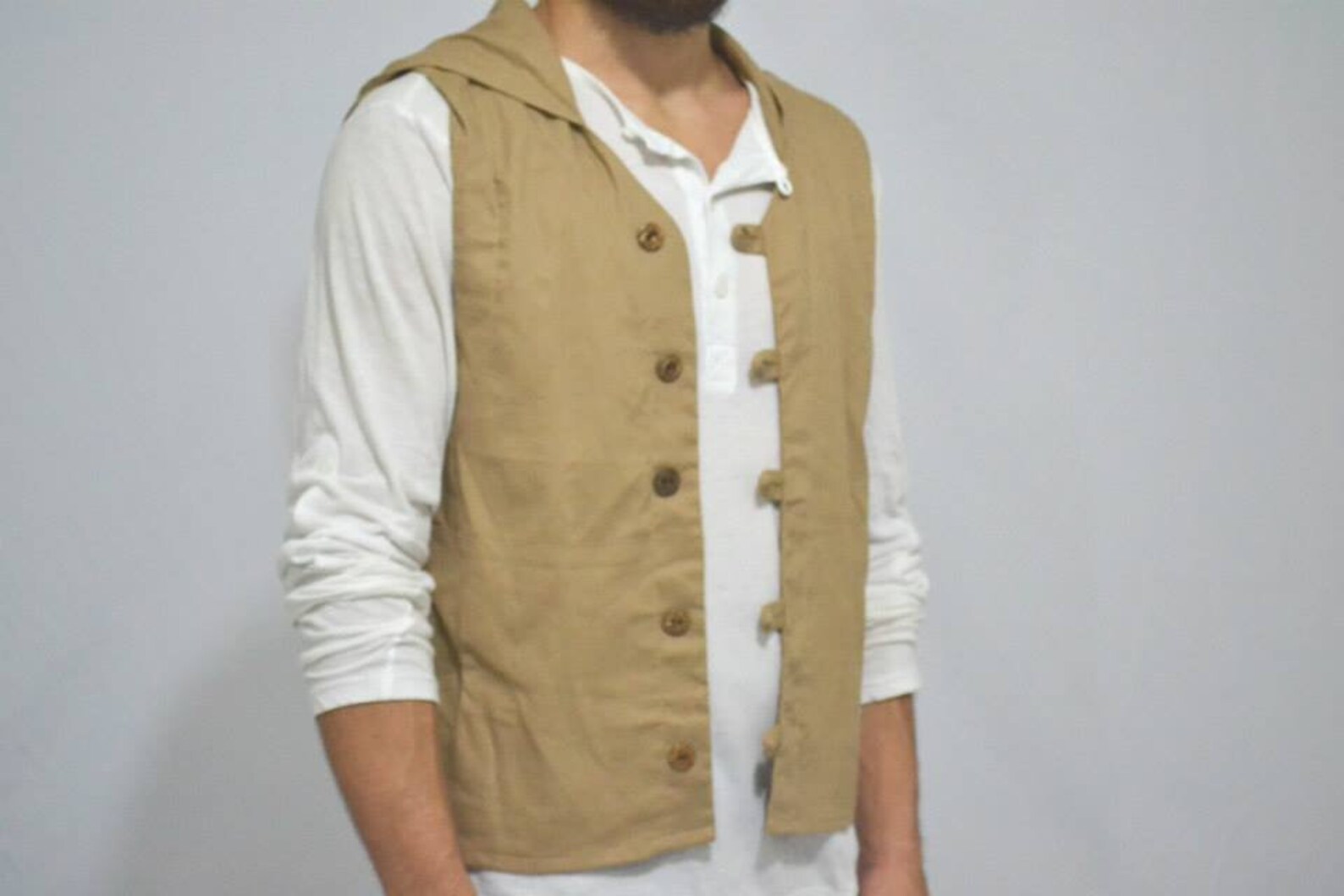 Goa Shirt - Long Shirt - Rustic, Coconut Button, Hippie, Psytrance ...