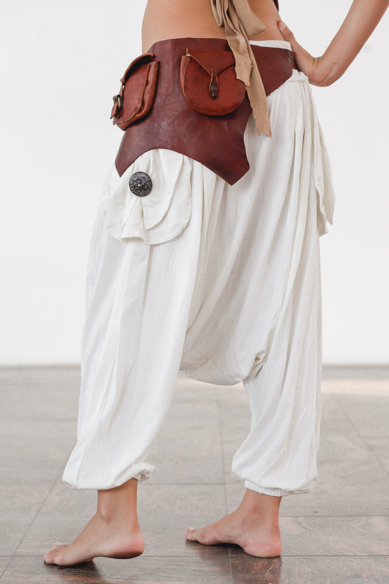 Handmade White Cotton Harem Pants: Aladdin Style Boho Trousers - Etsy