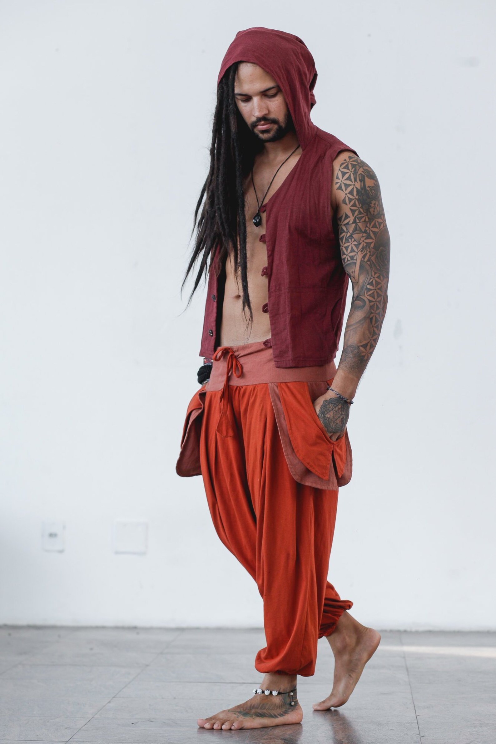 Om Pants With Linen Thai Pants Handmade, Cotton, Hippie, Psytrance ...