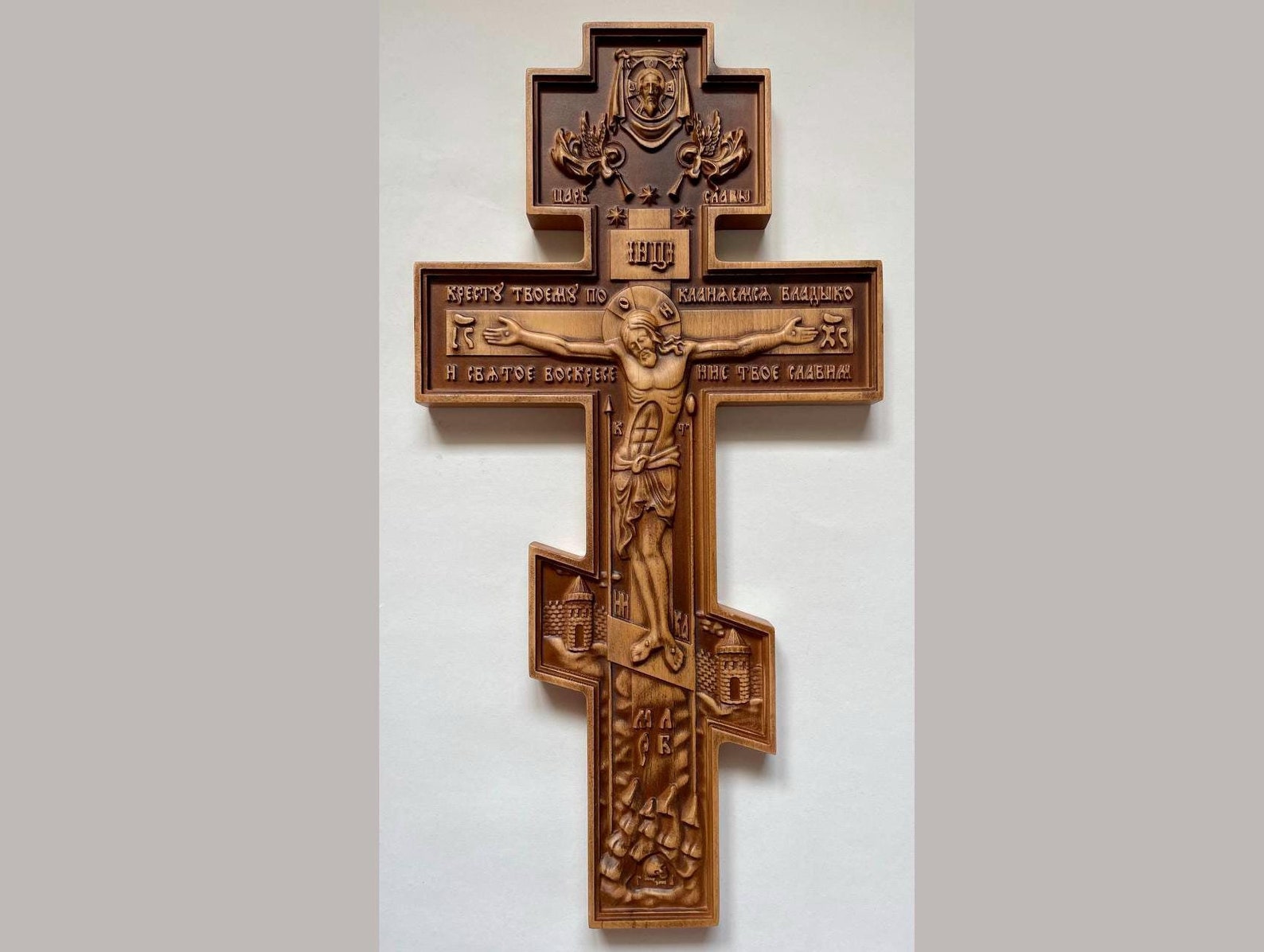 Big Wall Cross, Wooden Orthodox Crucifix, Religious Decor, Christian ...