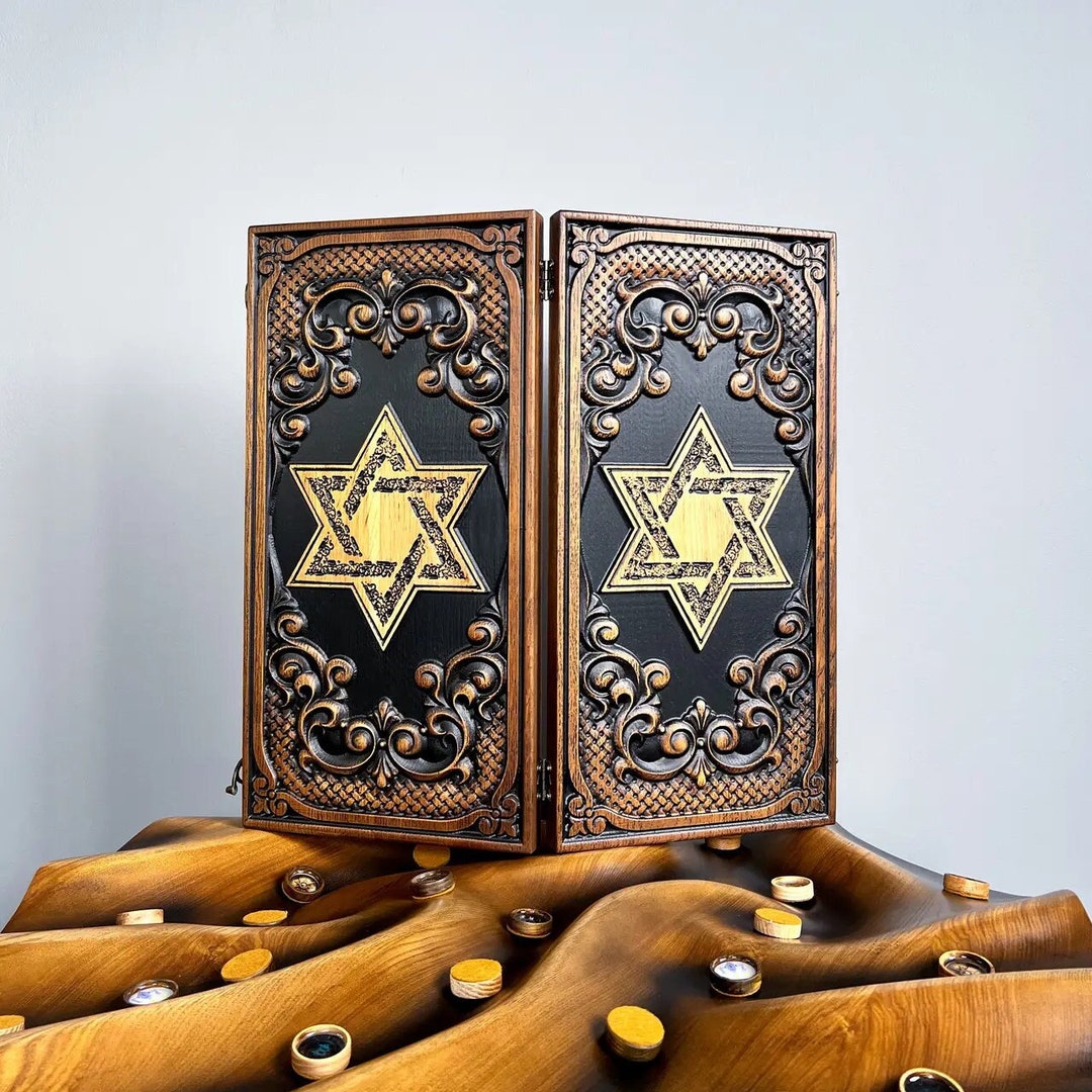 3D Jewish Star of David WOODEN BACKGAMMON Set Handcrafted Handmade Game ...