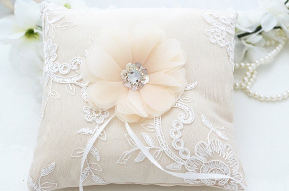 Ring Bearer Pillow Ivory Gold Wedding Ring Pillow Small, 60% OFF