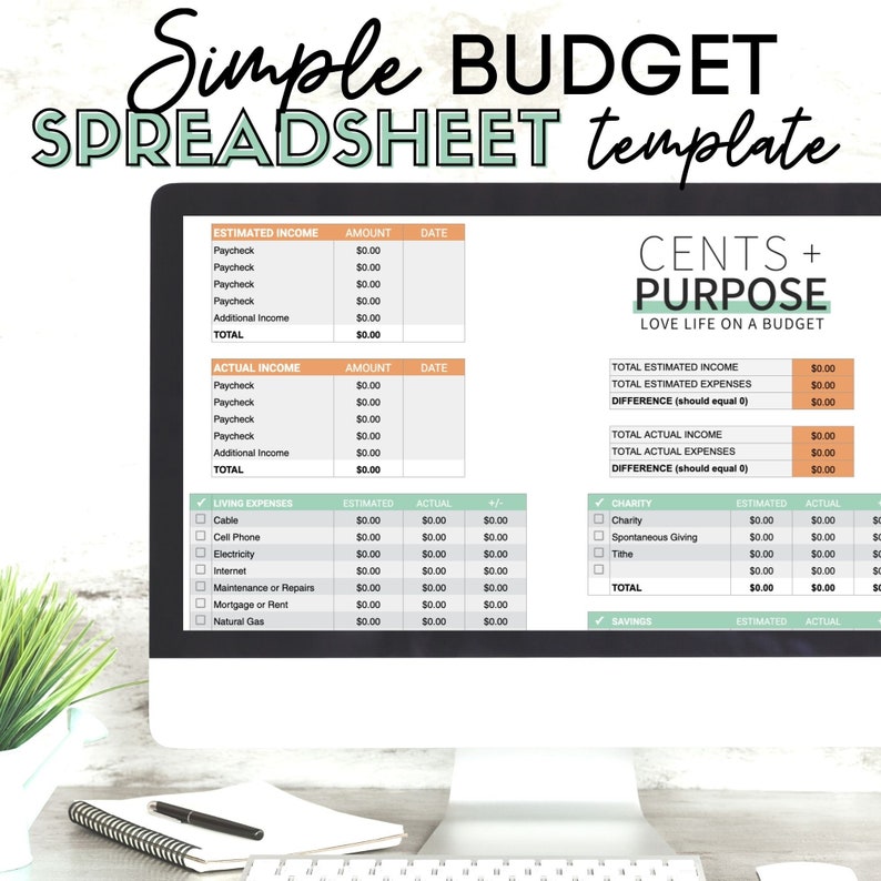 Simple Budget Spreadsheet Monthly Budget Spreadsheet Dave Etsy Simple Budget Spreadsheet Monthly Budget Spreadsheet Dave Etsy