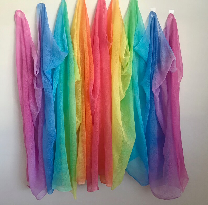 Muslin hand painted rainbow 2 sizes available to choose from | Etsy