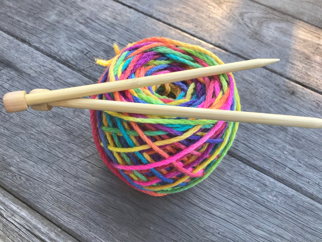 Scarf Knitting Kit: Rainbow Hand-painted Wool, Bamboo Needles - Etsy