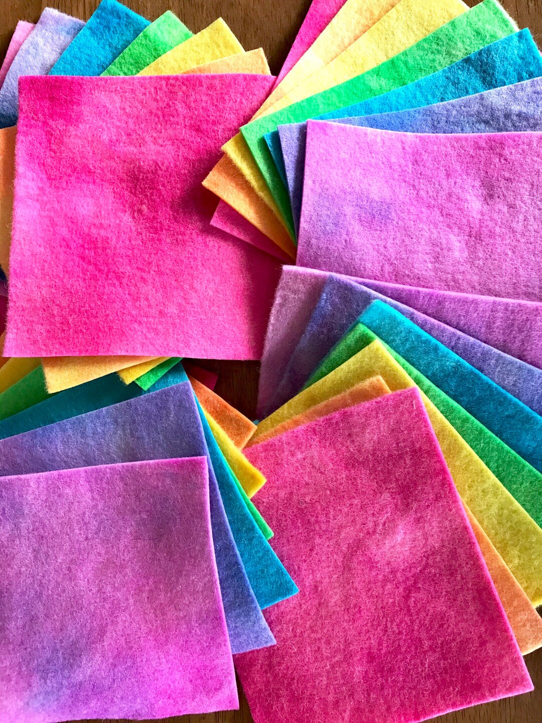 Wool Felt Pack- Small Hand Dyed Felt Pack With 7 Beautiful Colours in ...