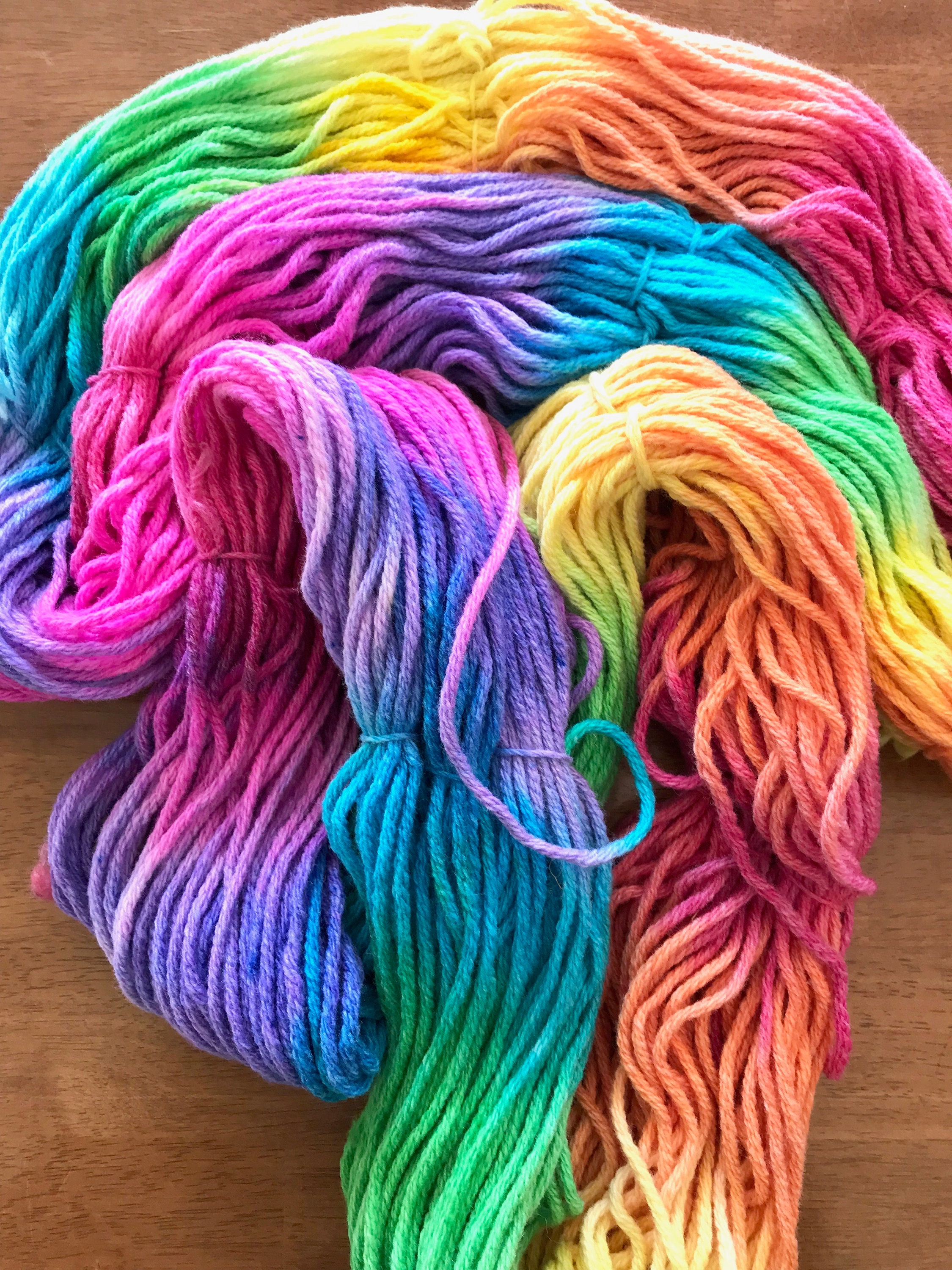 20 Ply Wool Skein- Hand Painted Rainbow, 200 Grams - Etsy