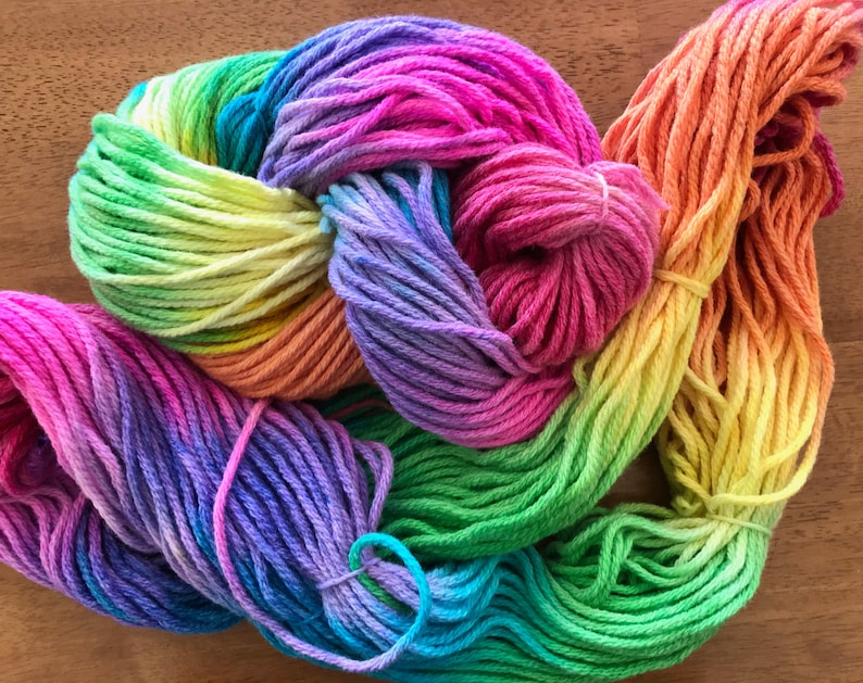 20 Ply Wool Skein- Hand Painted Rainbow, 200 Grams - Etsy