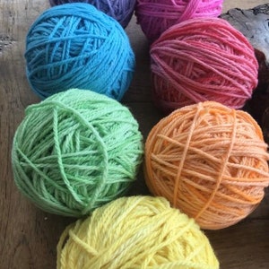 16 Ply Wool Ball Set- 7 Rainbow Colours of Hand Dyed Wool. Choose Your ...