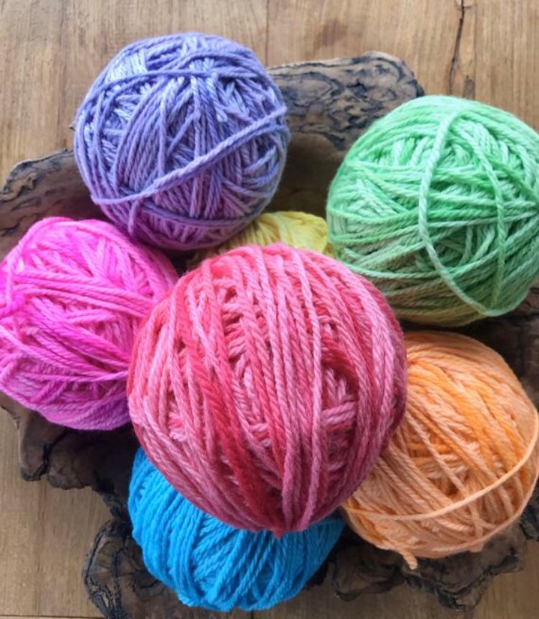 16 Ply Wool Ball Set- 7 Rainbow Colours of Hand Dyed Wool. Choose Your ...