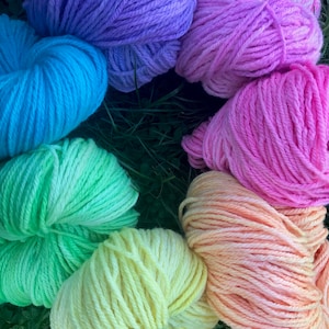 16 Ply Wool Ball Set- 7 Rainbow Colours of Hand Dyed Wool. Choose Your ...