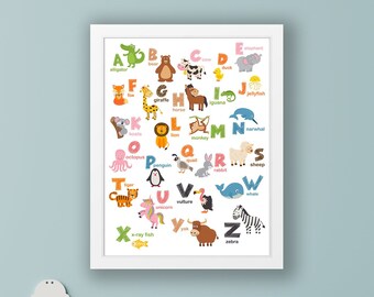 Alphabet Poster Printable Wall Art ABC Poster Alphabet - Etsy