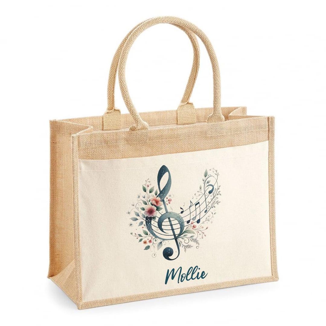 Personalised Music Note Tote Bag, Music Bag, Music Gift, Music Teacher ...