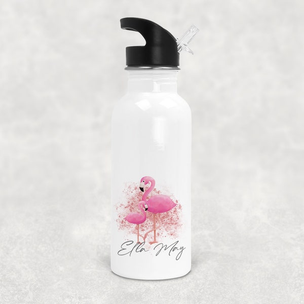 Flamingo Water Bottle With Straw - Etsy