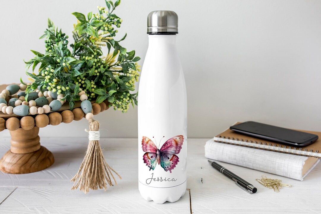 Personalised Butterfly Water Bottle, Butterfly Gift , Personalised Name ...