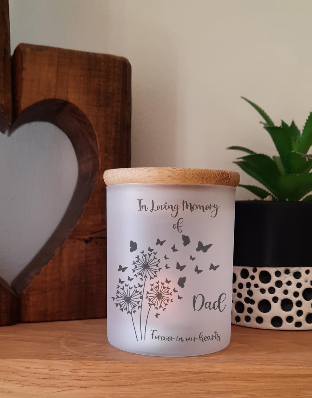Personalised in Loving Memory Candle Holder, Memorial Candle Tealight ...
