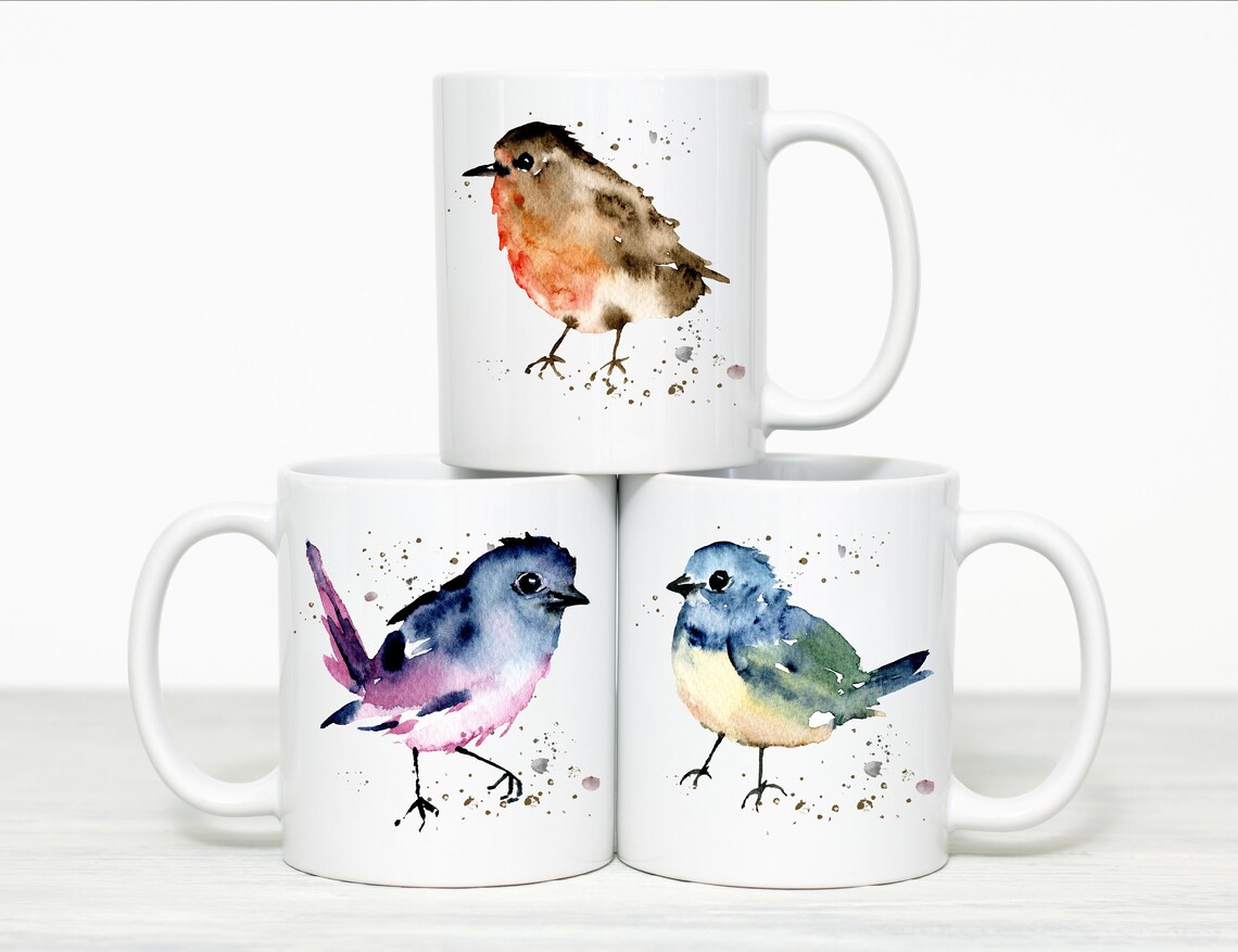 Set of Ceramic Garden Bird Mugs English Bird Mugs Bird Cups - Etsy UK