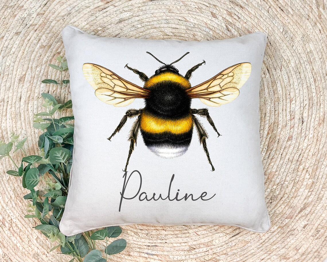 Personalised Bee Cushion , Scatter Cushion , Bumble Bee Cushion , Bee ...