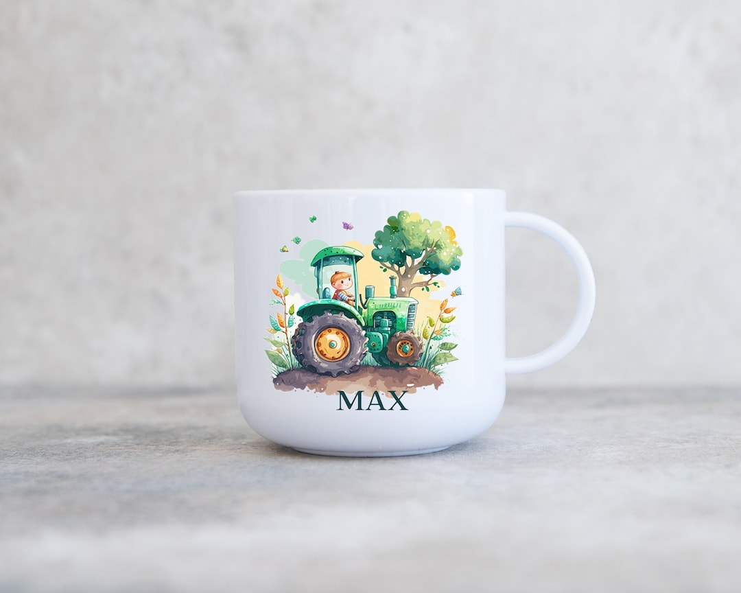Child's Personalised Unbreakable Plastic Cup, Tractor, Kids 6oz Cup ...