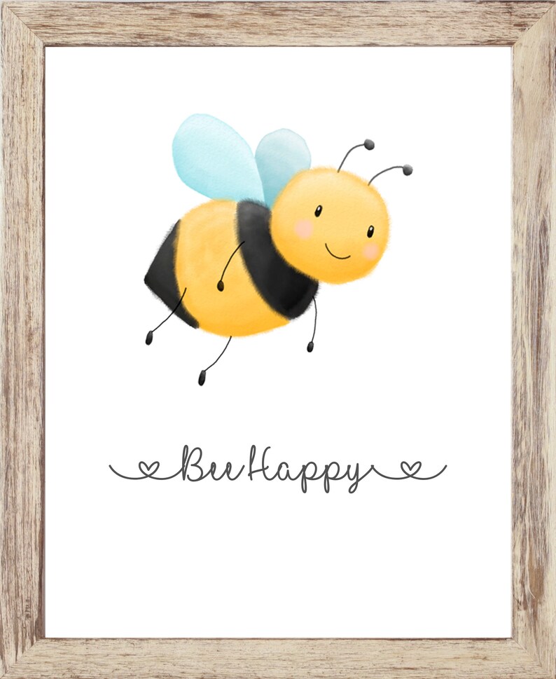 Be Happy Prints Bee Wall Art Bee Art Bumble Bee Wall | Etsy