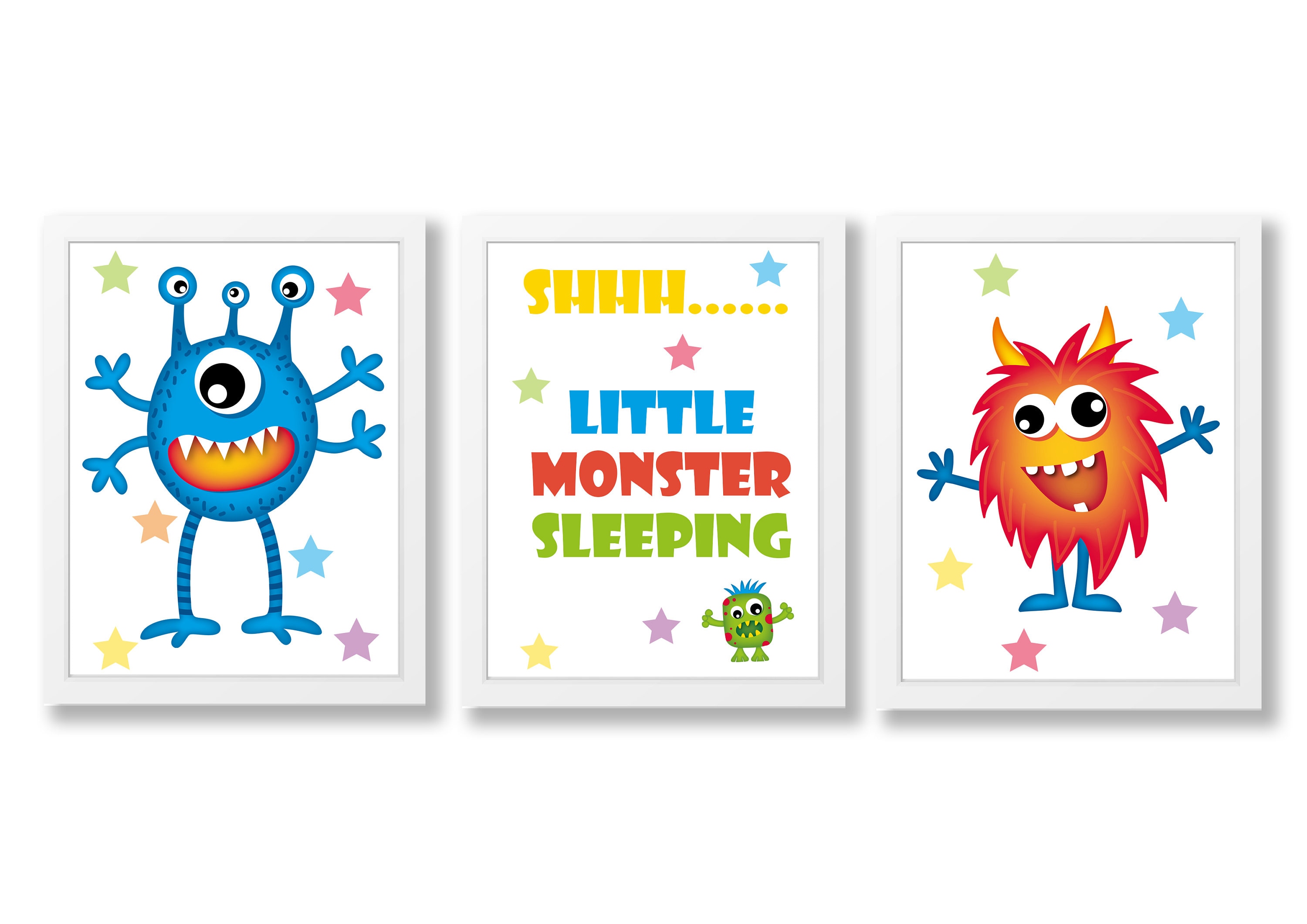 Monster Prints Set of 3 Monsters Wall Art Monster Print | Etsy