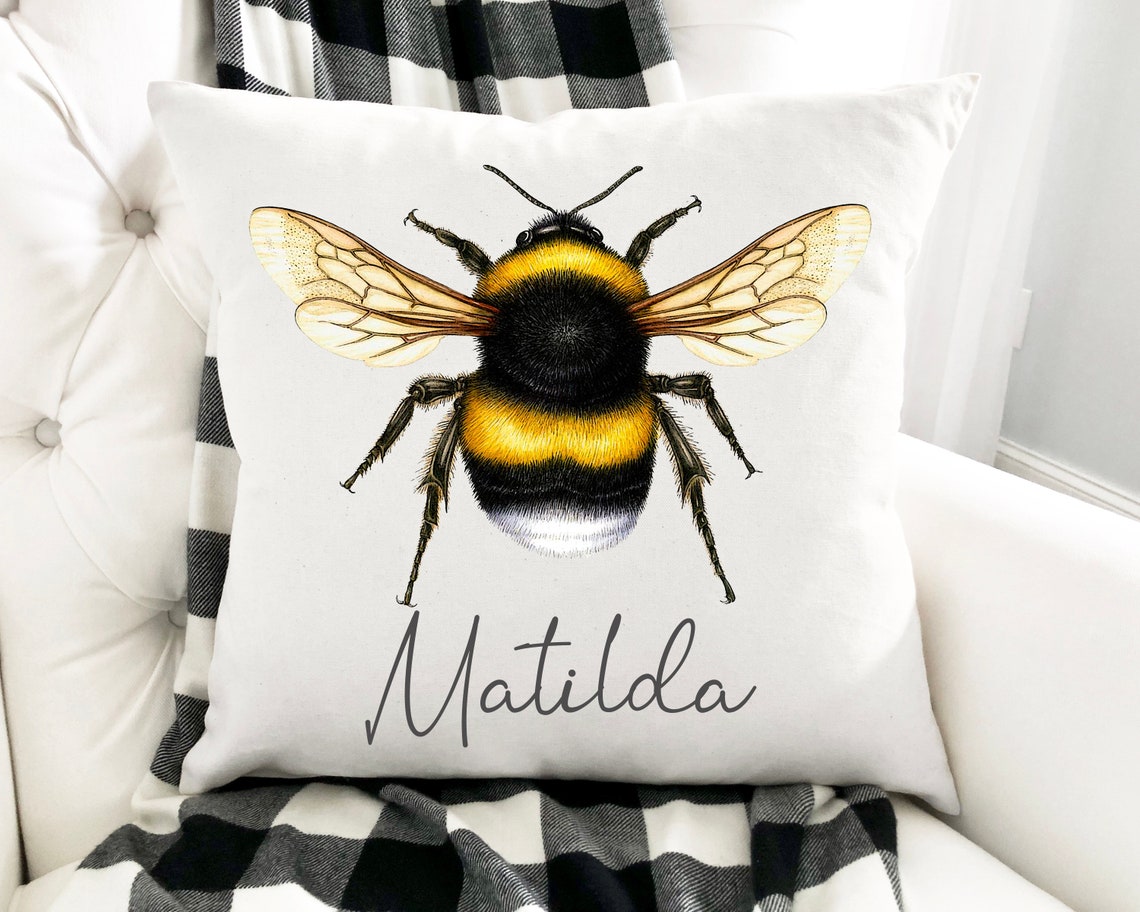 Personalised Bee Cushion , Scatter Cushion , Bumble Bee Cushion , Bee ...