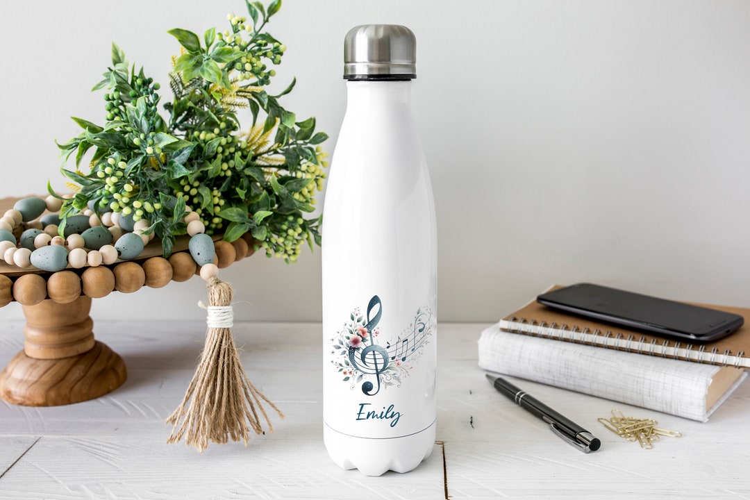 Personalised Music Note Water Bottle, Music Gift, Personalised Name ...