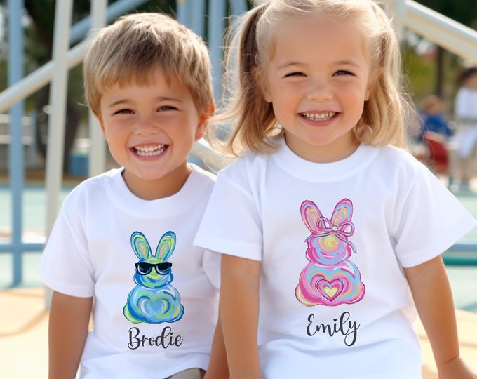 Embroidered Personalised Easter Top, Bunnies With Carrots - Etsy UK