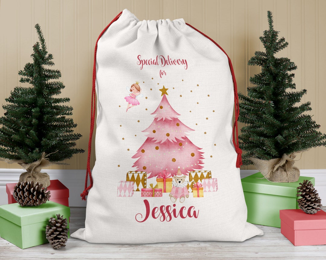 Personalised Christmas Sack Ballerina Pink, Santa Sack, Girl's ...