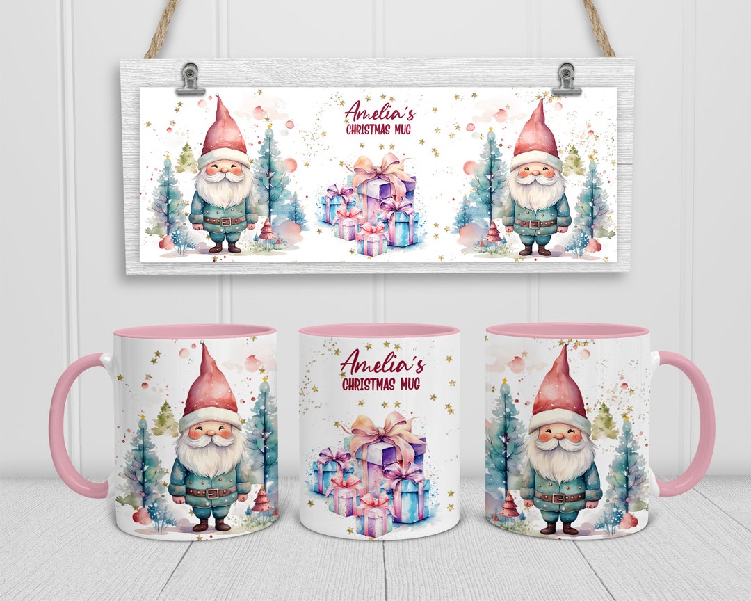 Personalised Pink Christmas Mug, Hot Chocolate Mug, Secret Santa Gift ...