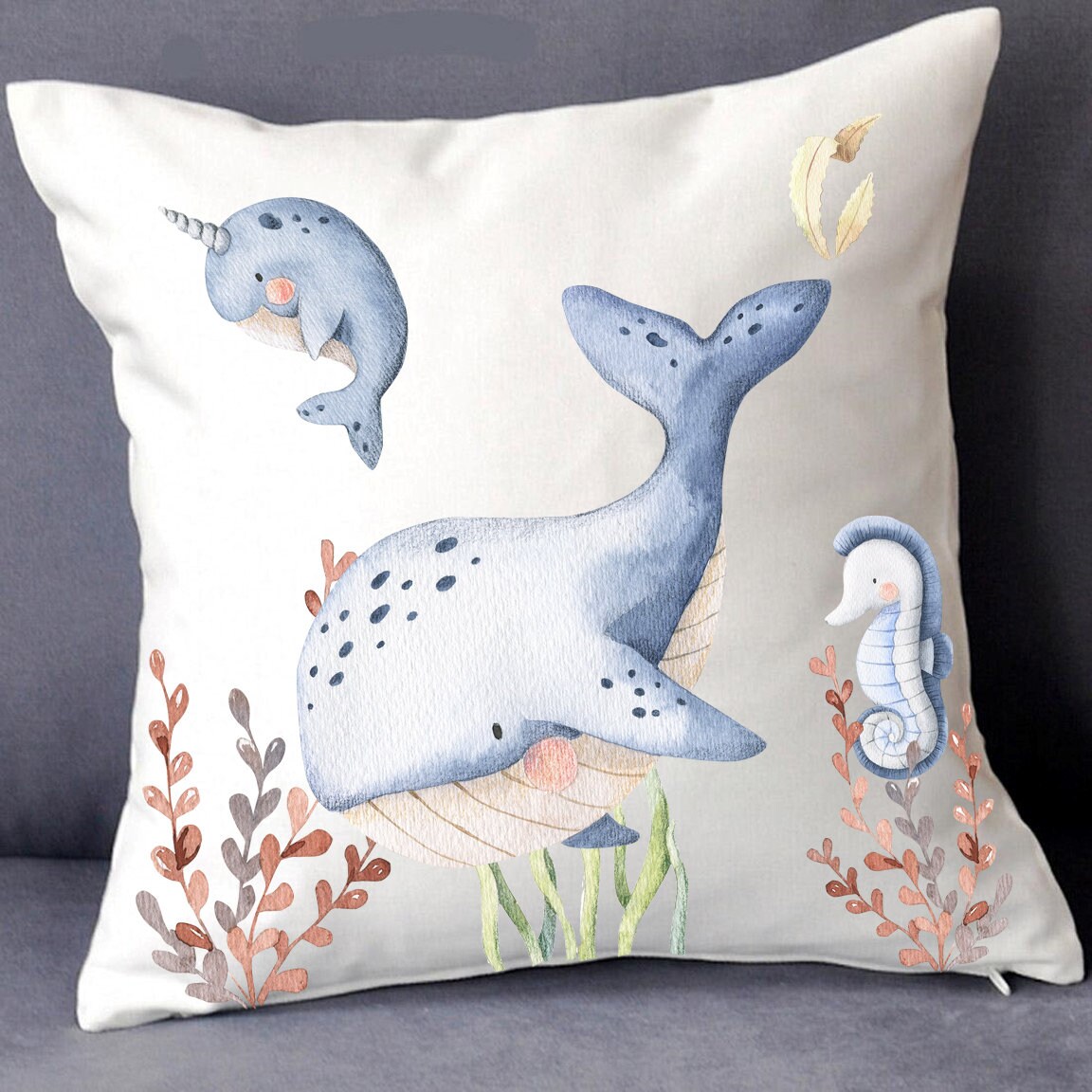 Nautical Nursery Cushion Under the Sea Cushion Ocean Art | Etsy