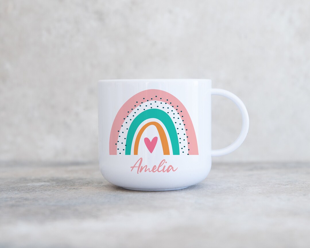 Child's Personalised Unbreakable Plastic Cup, Kids Rainbow 6oz Cup ...