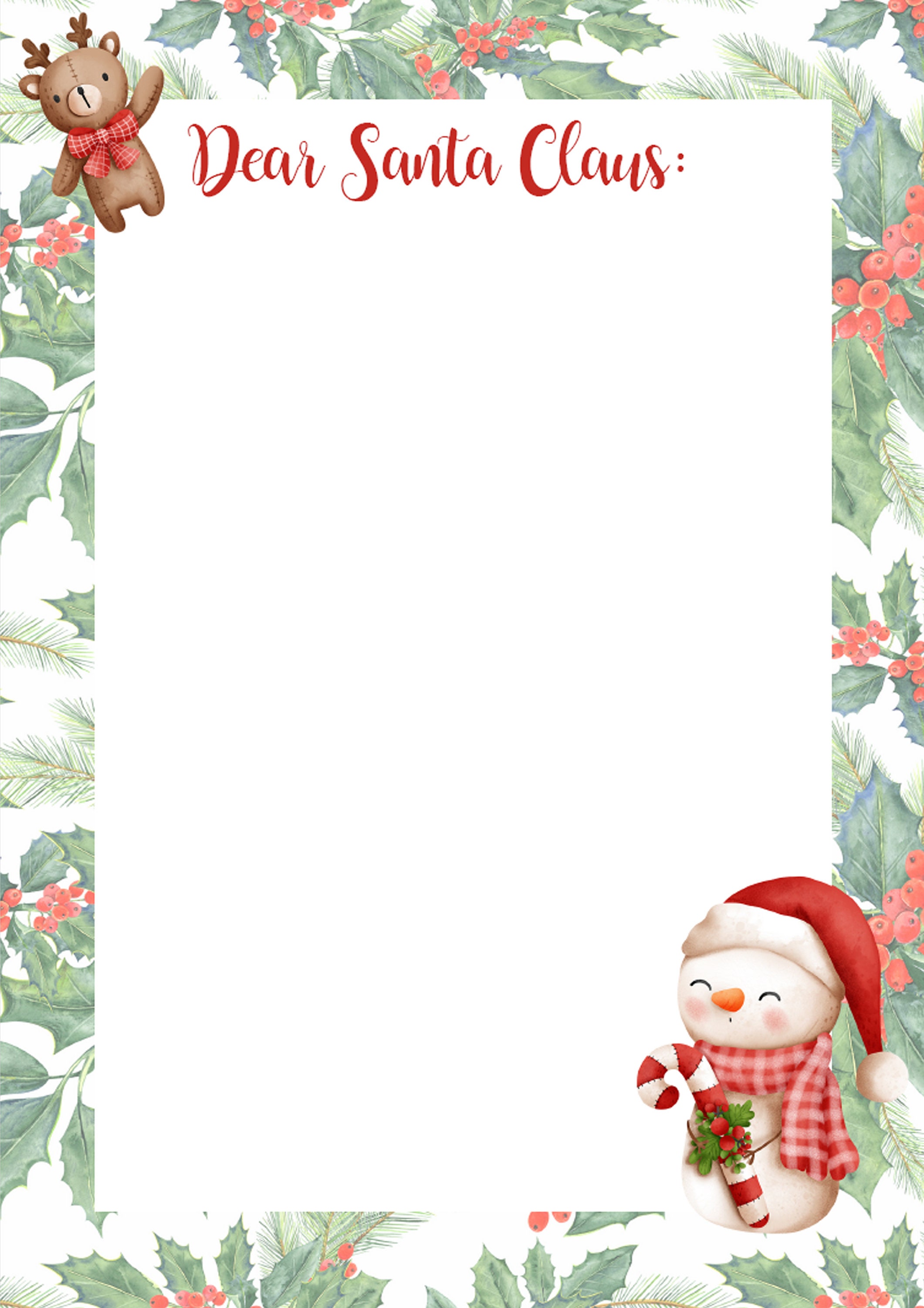 Letter to Santa PRINTABLE, Letter to Santa Clause, Letter to Father ...
