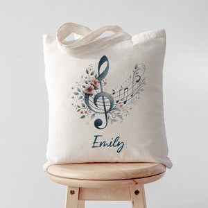 Personalised Music Notes Tote Bag, Music Bag, Music Gift, Music Lover ...