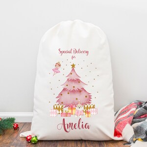 Personalised Christmas Sack Ballerina Pink, Santa Sack, Girl's ...