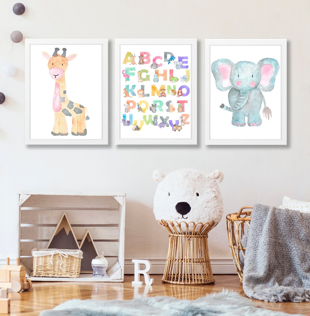Alphabet Print , Jungle Animals , Watercolour Animals Print , Set of ...