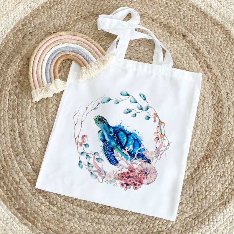 Turtle Bag Tote Bag, Ocean Turtle Shopping Bag, Gift for Her, Under the ...