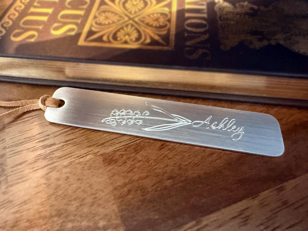 Personalized Aluminum Bookmark: May Birth Flower Lily of the Valley ...