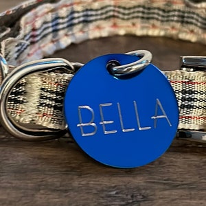 Small Blue Dog Tag Custom Engraved Stainless Steel Minimalist Microchip ...